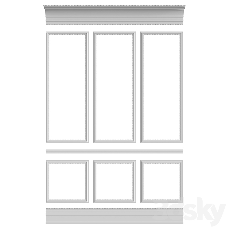 Wall composition #132 - Decorative plaster - 3D model