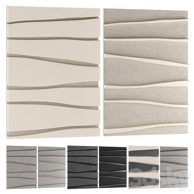 Set of relief panels on canvas - Frame - 3D model