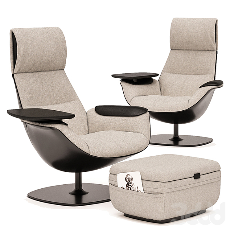 Coalesse Massaud Lounge Chair and Ottoman, 5 расцветок - Кресла - 3D модель
