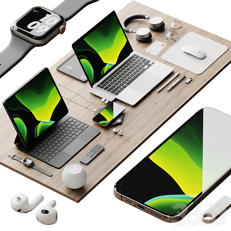 Apple Set 6 - Декоративный набор - 3D модель