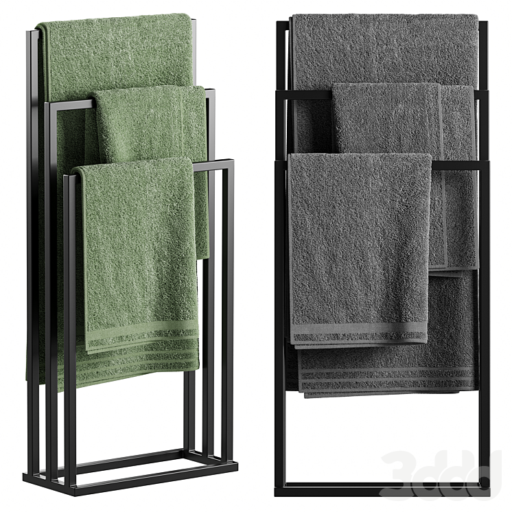 Стойка полотенцедержатель в стиле Лофт - Декор для санузла - 3D модель