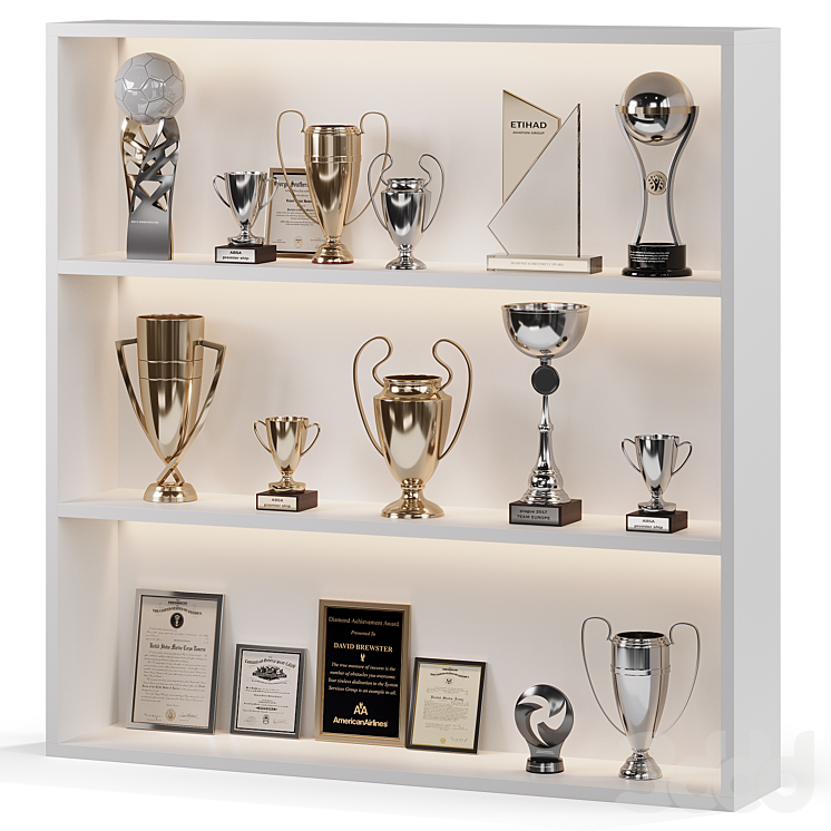 Shelf with awards and certificates - Стеллаж - 3D модель