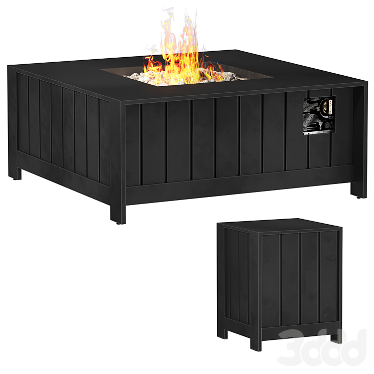Malibu Metal Square Fire Pit Table and Malibu Metal Square Propane Tank ...