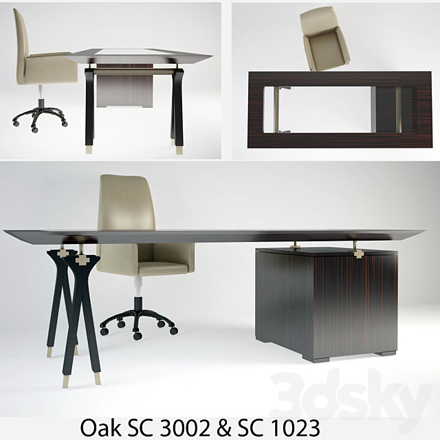 Oak Office Chair & Percorsi Table 3D Max - 3DMAXTER