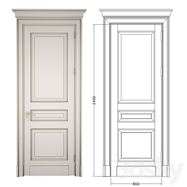 Classic door with cornice + 2D DWG File 3D Max - 3DMAXTER
