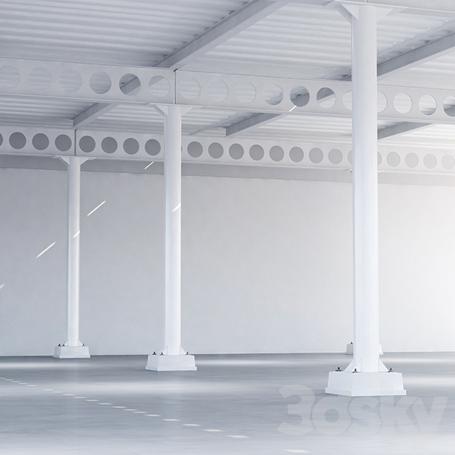 Metal ceiling girder system with columns 02 3D Max - 3DMAXTER