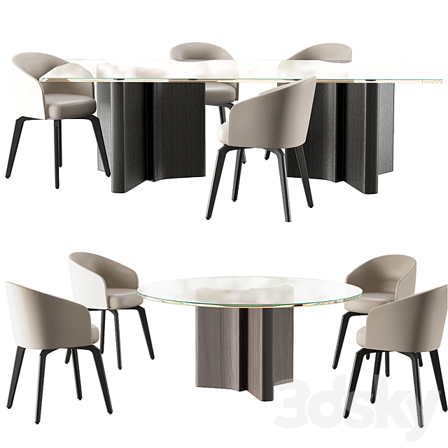 Minotti Chair amelie dining table 3D Max - 3DMAXTER