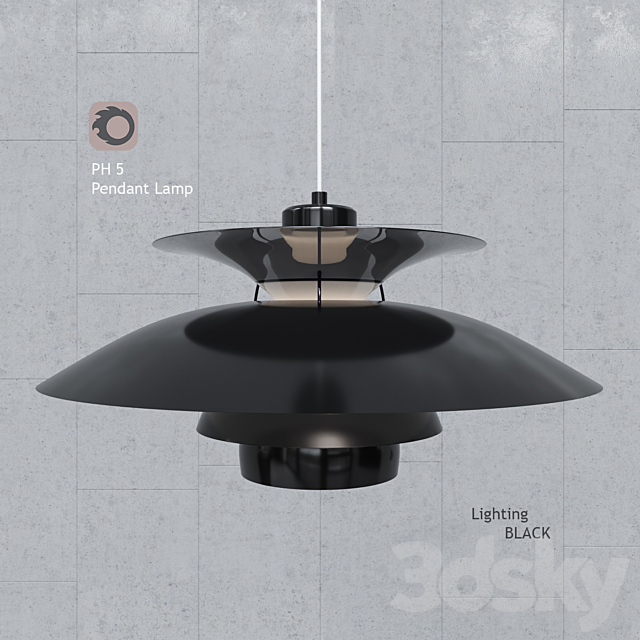 Pendant lamp Louis Poulsen PH5 Black Pendant Lamp - Pendant light - 3D ...