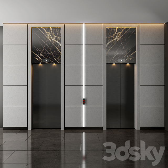 Modern elevator wall 3D Max - 3DMAXTER
