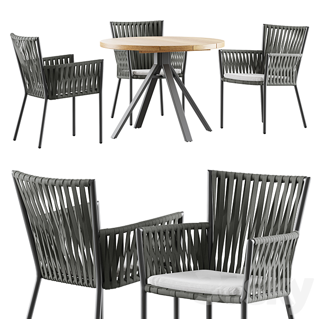 Outdoor garden wicker woven dining set Skyline design Bowline 3D Max - 3DMAXTER