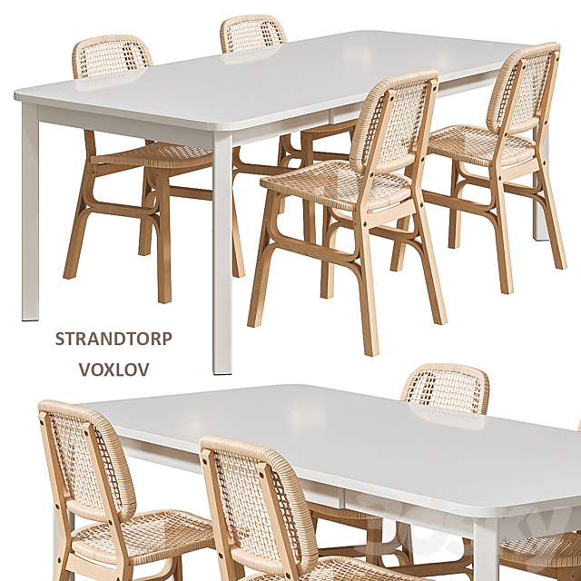 STRANDTORP _ VOXLOV IKEA table and chairs 3D Max - 3DMAXTER