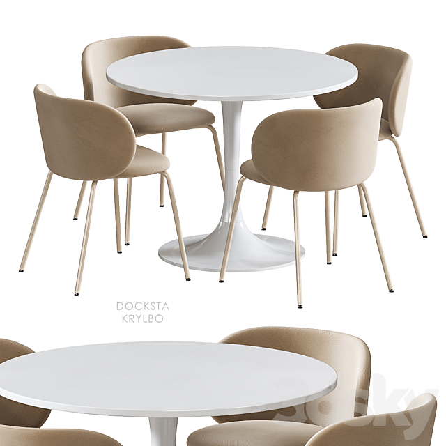 IKEA DOCKSTA KRYLBO table and chairs 3D Max - 3DMAXTER