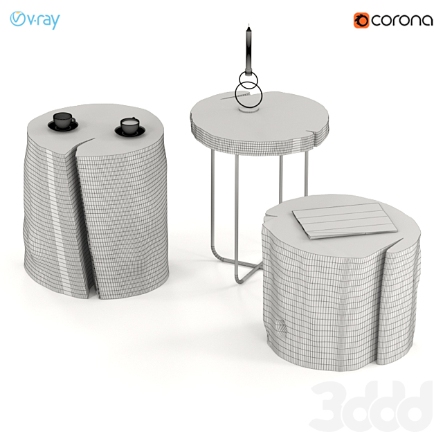 Журнальные столики из пней и слэба. - Столы - 3D Модель