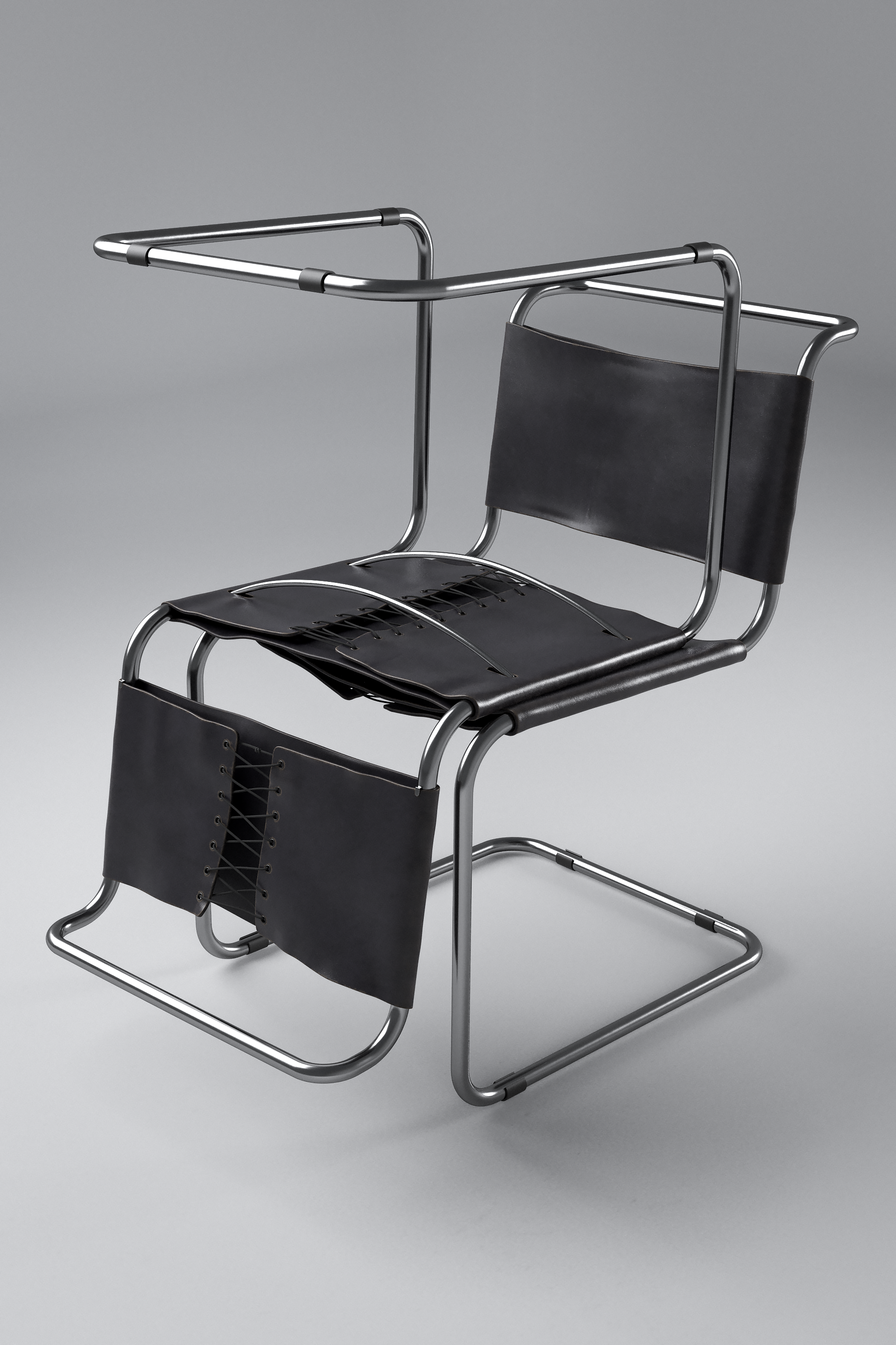 Marcel Breuer chairs model B33 black leather edition Gavina 1960 ...