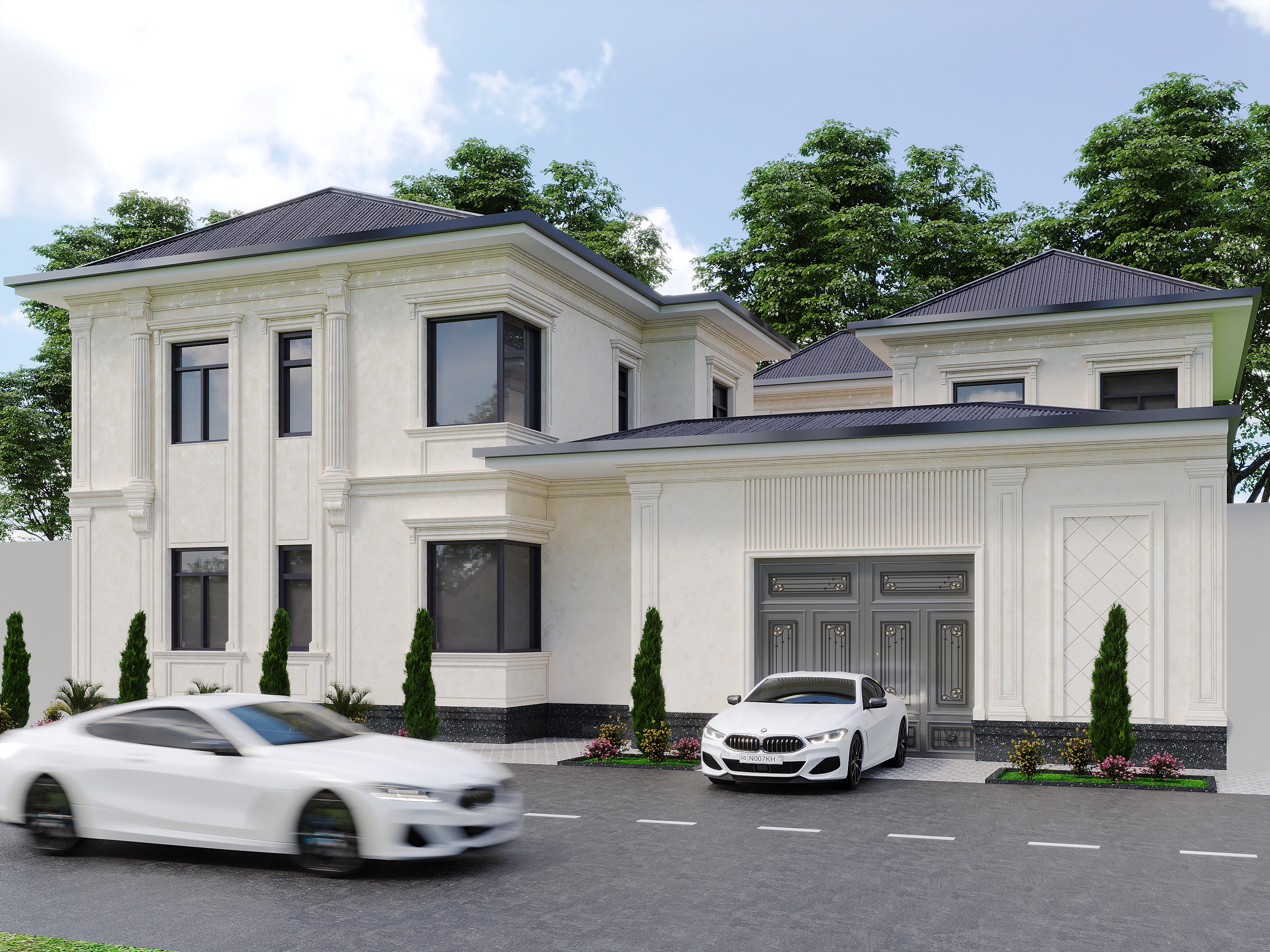 Неоклассический частный дом с гаражом | Exterior Render - Работа из ...