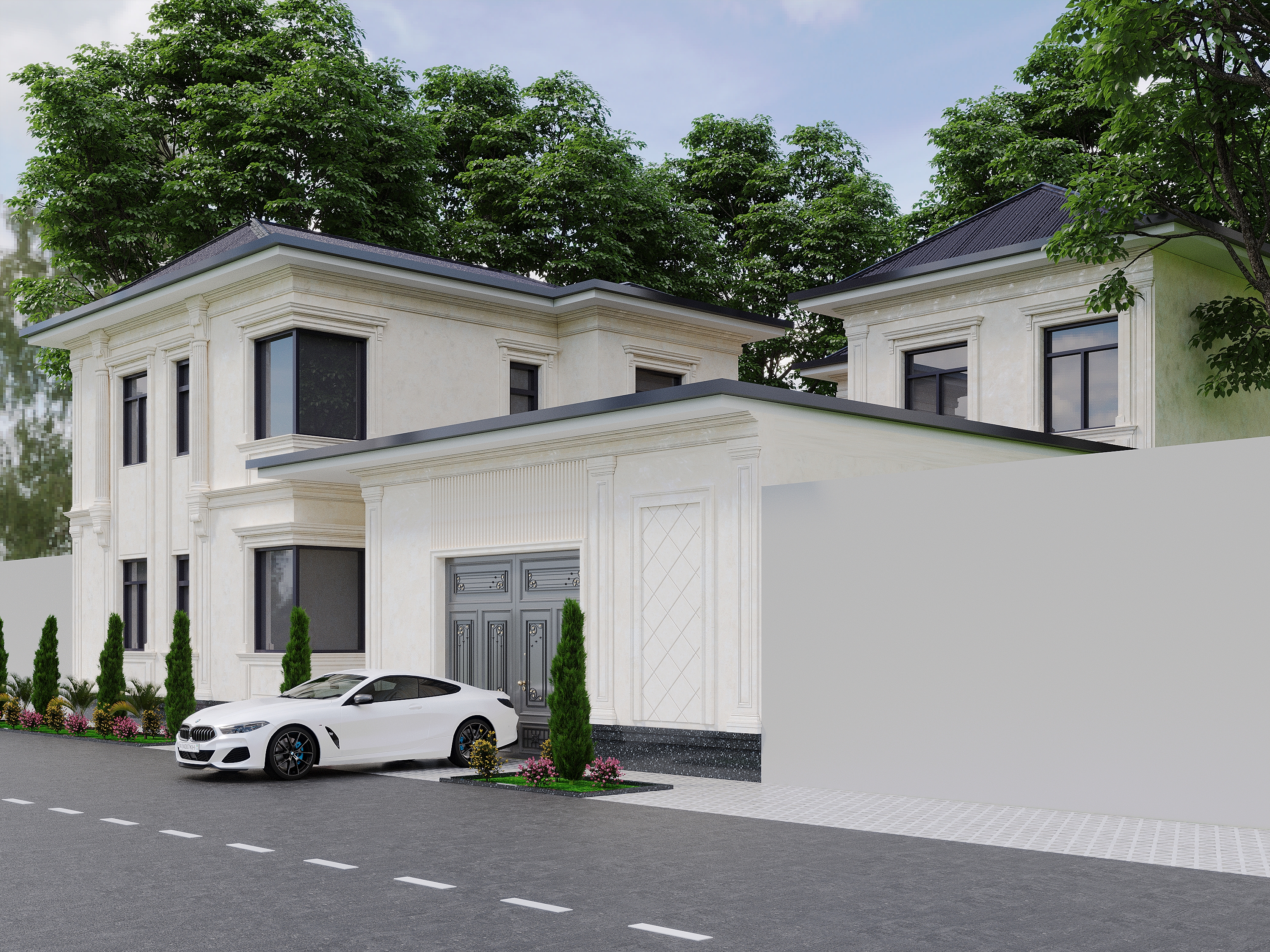 Неоклассический частный дом с гаражом | Exterior Render - Работа из ...